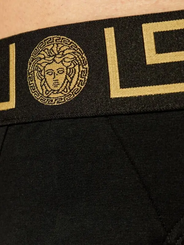 Versace Greca Stretch-cotton Briefs - Black