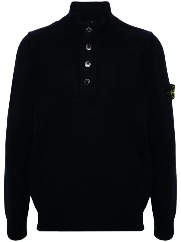 Stone Island Compass Badge Wool Blend Jumper - Blue