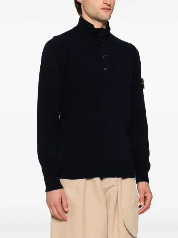 Stone Island Compass Badge Wool Blend Jumper - Blue