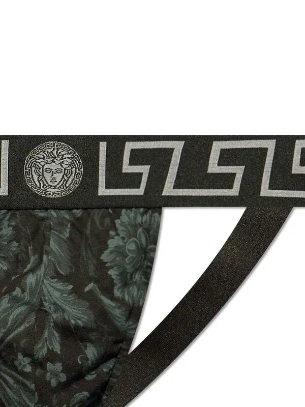 Versace Barocco Stretch-cotton Jockstrap - Black