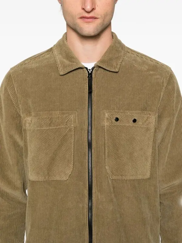 Stone Island Compass-Motif Corduroy Shirt Jacket In Brown - 33