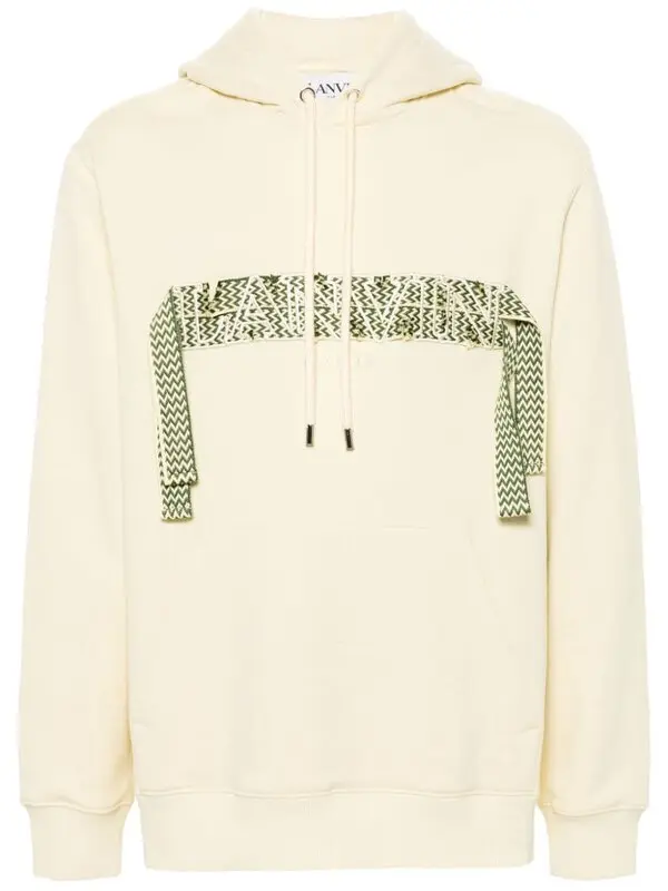 LANVIN Logo-embroidered Cotton Hoodie - Yellow