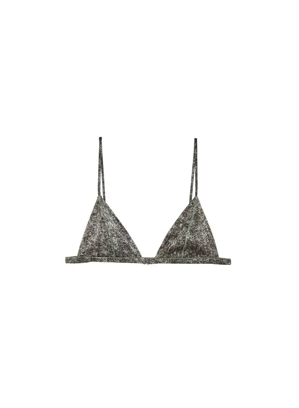 Fleur Du Mal Luxe Triangle Bra - Grey Acid Wash