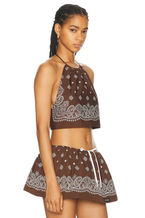 Miu Miu Halter Top In Brown - Cacao | Editorialist