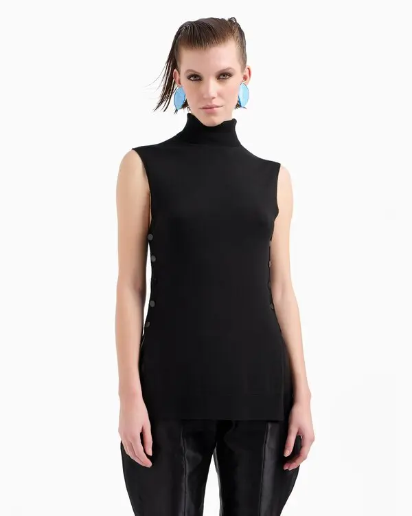 Giorgio Armani Virgin Wool Mock-neck Top