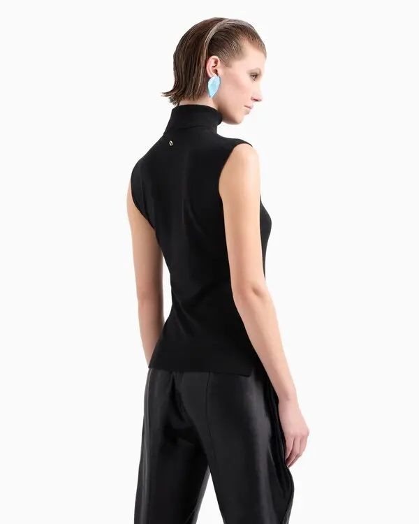 Giorgio Armani Virgin Wool Mock-neck Top