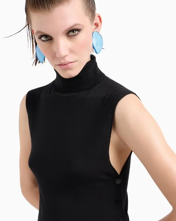 Giorgio Armani Virgin Wool Mock-neck Top