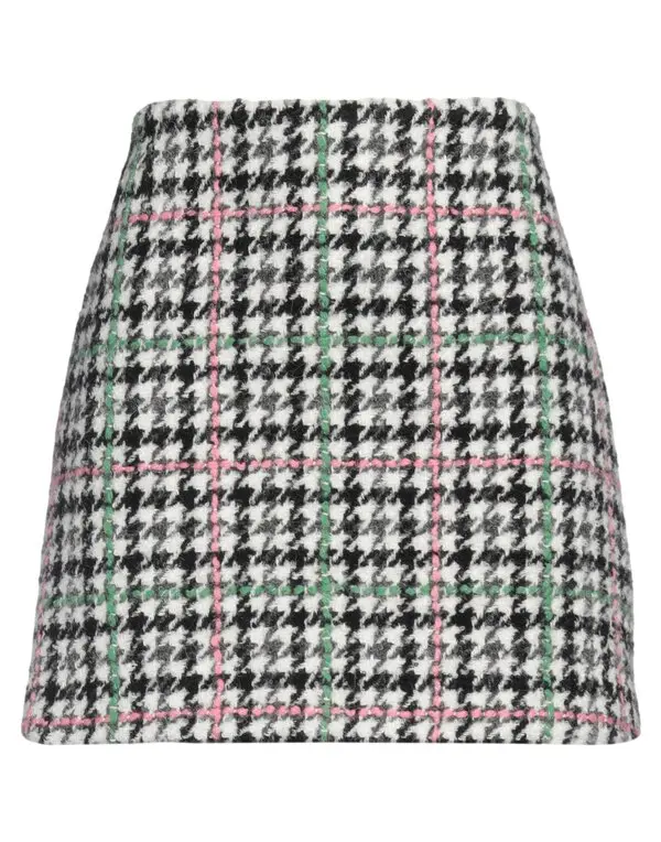 MSGM Houndstooth Tweed Mini Skirt - White