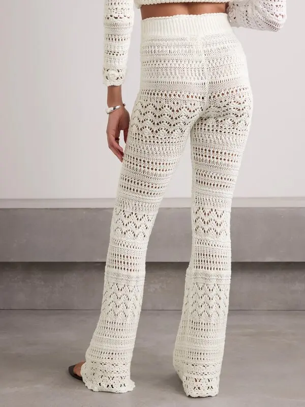 LoveShackFancy Fosta Crocheted Cotton Flared Pants