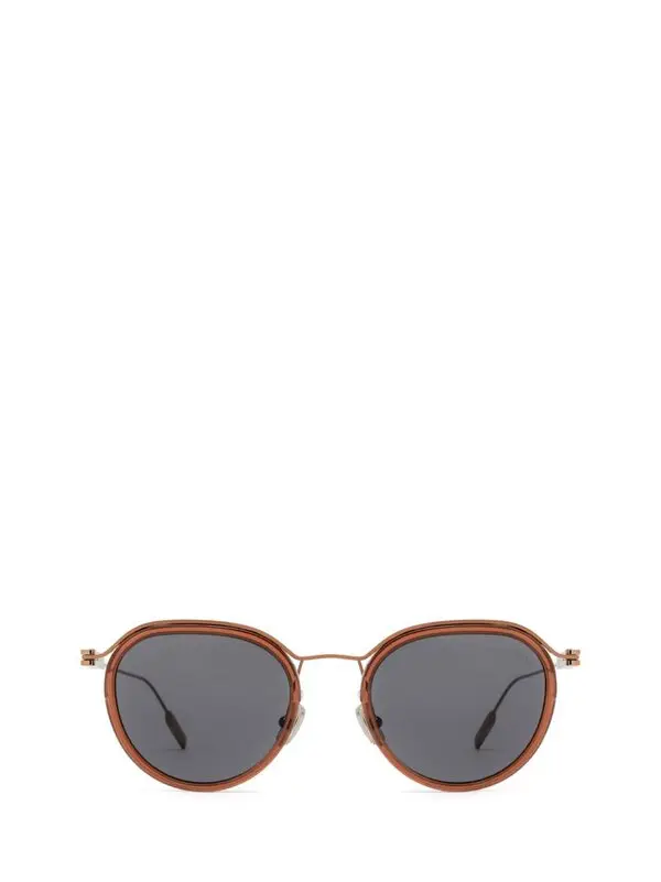Zegna Rounded Sunglasses - Shiny Light Brown
