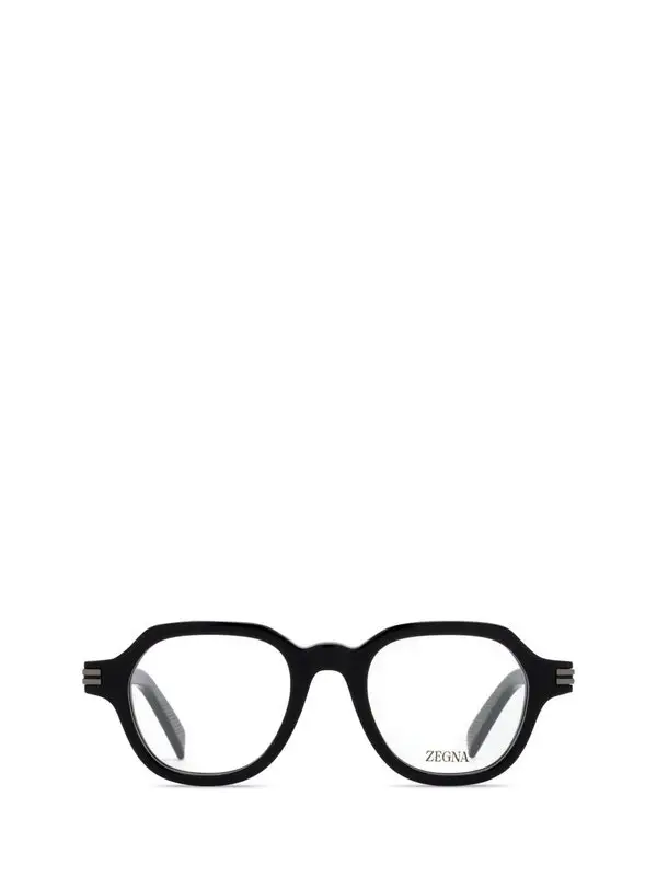 Zegna Rounded Eyeglasses - Shiny Black