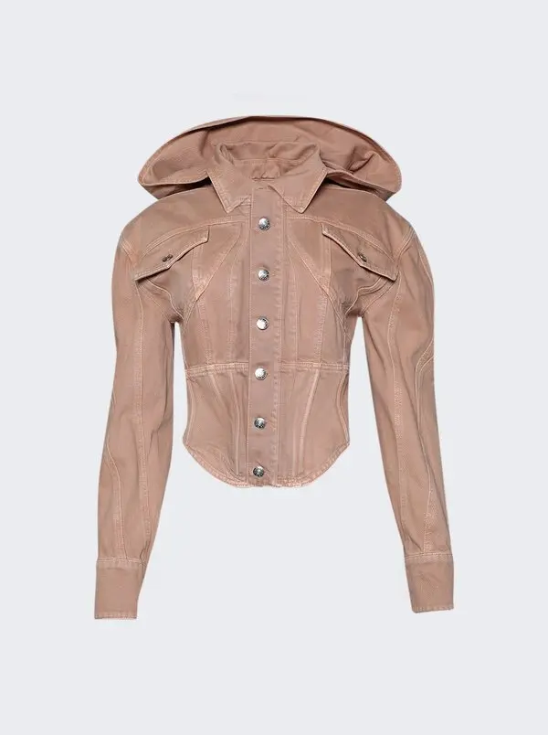 MUGLER Corseted Denim Jacket - Beige