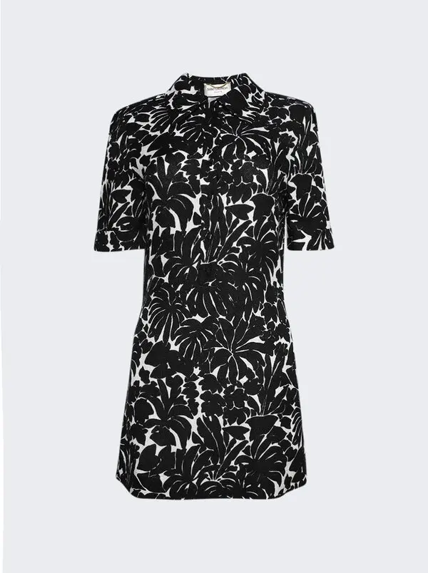 Saint Laurent Printed Shirt Dress - Black