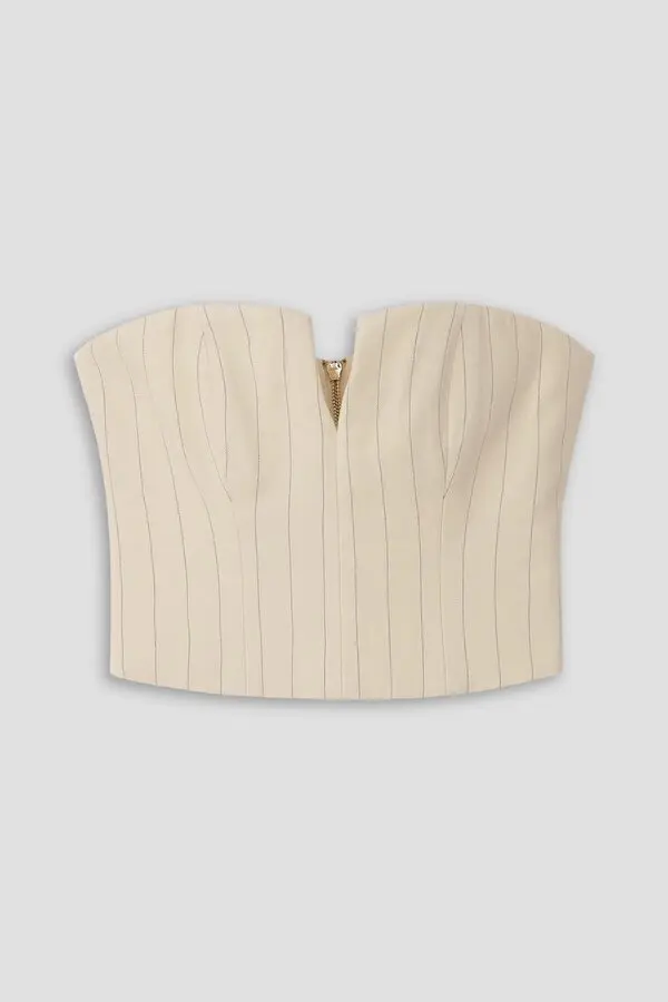 Zimmermann Luminosity Pinstriped Wool-blend Bustier Top