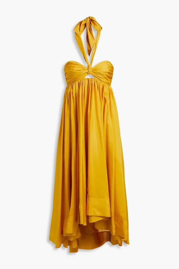 mustard asymmetrical dress Mustard Green Spring Asymmetric Dress Mustard & Green / 4XL main image 1