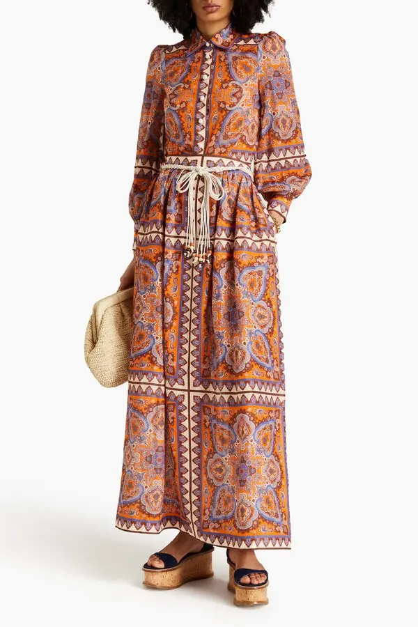Zimmermann Paisley-print Linen Maxi Skirt