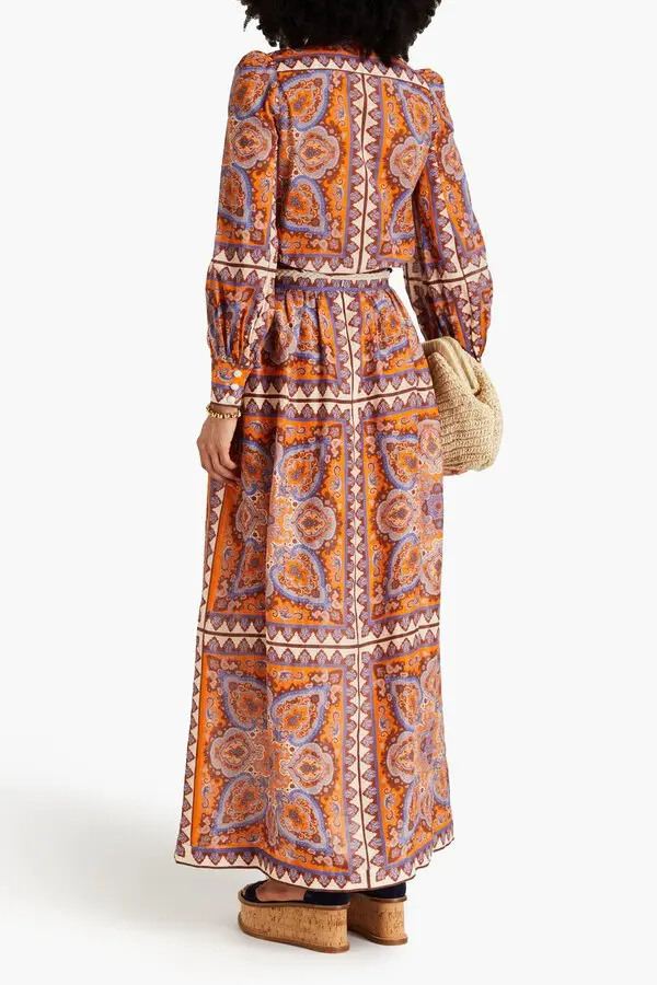 Zimmermann Paisley-print Linen Maxi Skirt