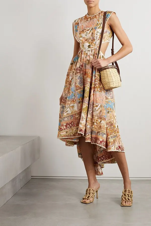 Zimmermann Chintz Cutout Printed Ramie Midi Dress In Multicolor - 70% Off |  Editorialist