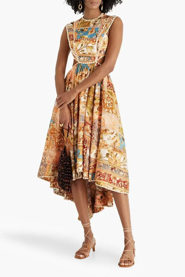 knee length dresses for ladies Zimmermann Chintz Wrap Midi Dress Blue Daisy Floral