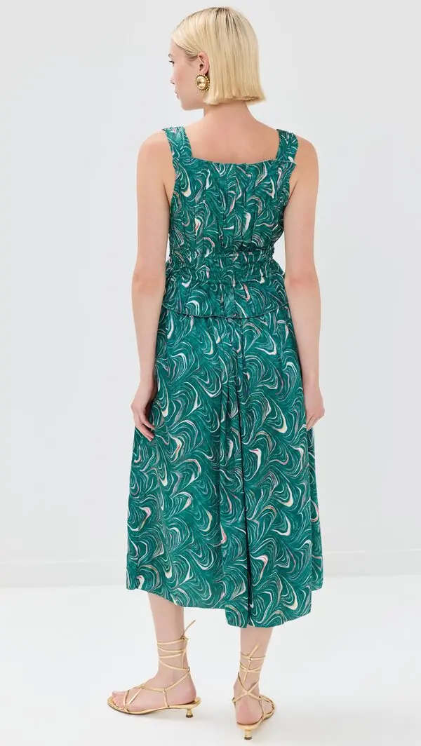 green emerald velvet dress Shiloh Dress In Green Roses On Marble Print Taffeta Faille main image 1