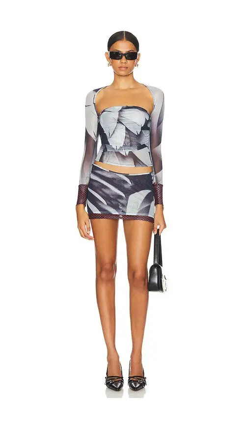 Miaou X Elektra Skirt - Feather Print