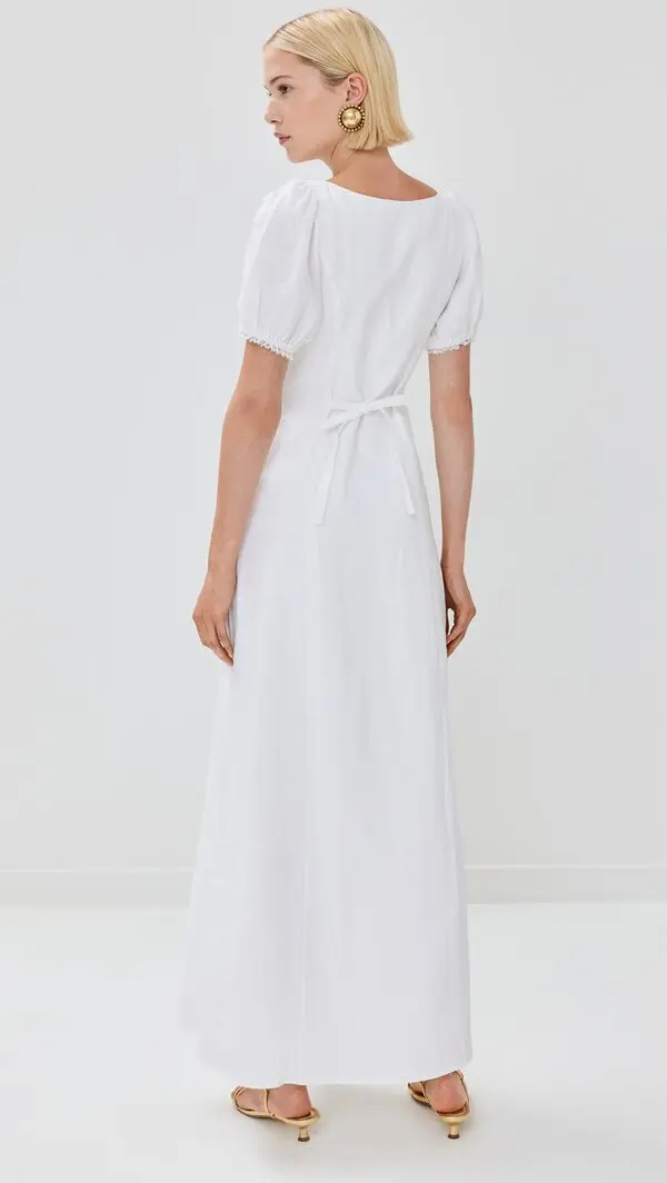chinese dress ladies Reformation Cherise Linen Blue Short Puff Sleeve Maxi Dress  The Closet  New York