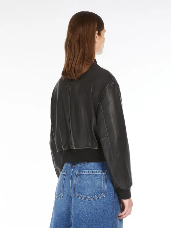 Max Mara Nappa Leather Bomber Jacket
