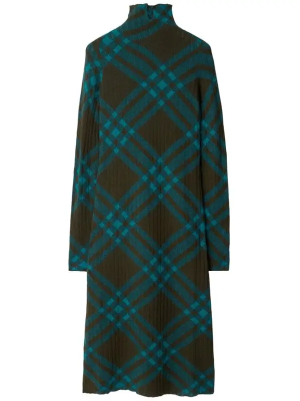 Burberry Checkered Wool Blend Shift Dress - Brown