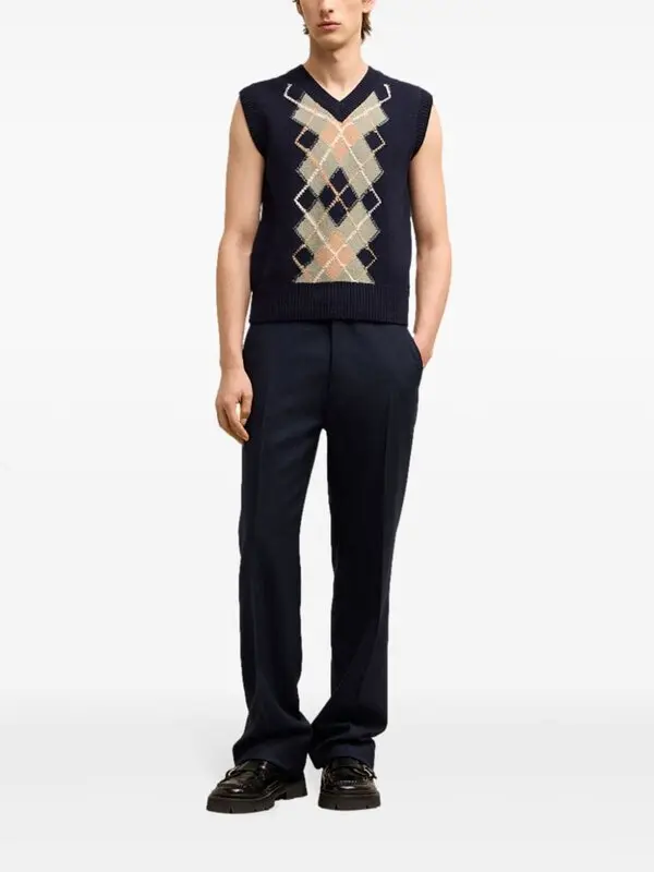 AMI Paris Wool Tailored Trousers - Blue