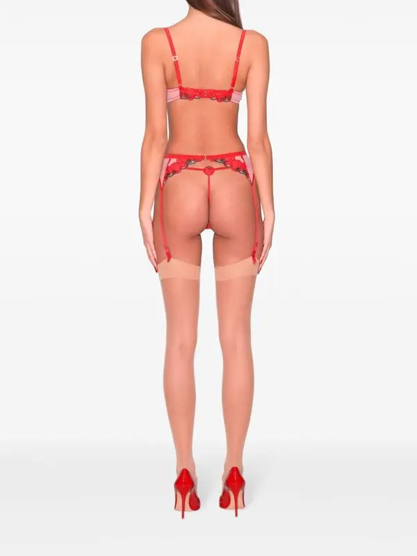 FLEUR DU MAL Pomodoro Embroidered Garter Belt