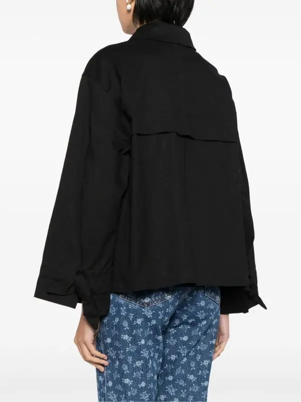 GANNI Knot-detail Canvas Shirt Jacket
