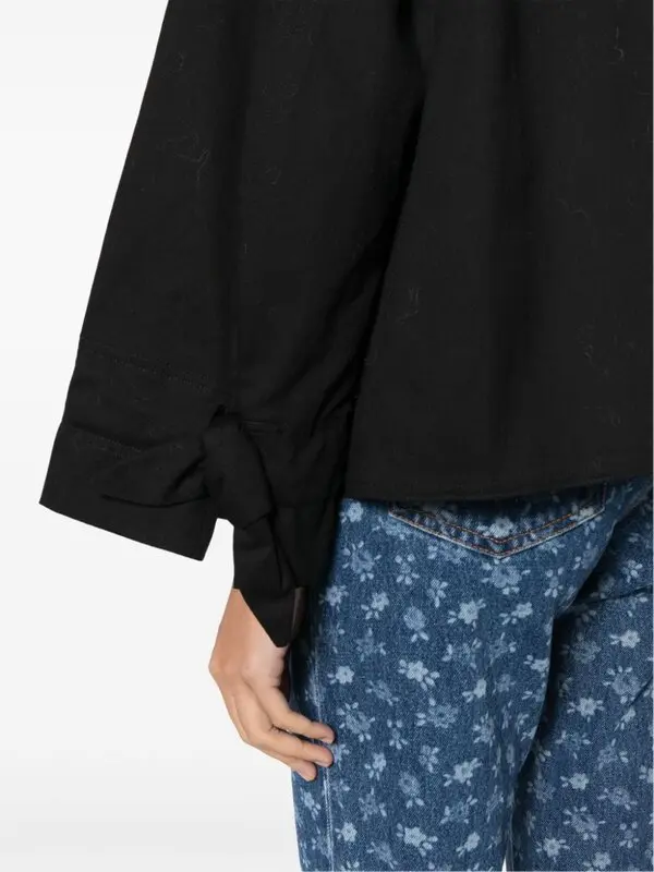 GANNI Knot-detail Canvas Shirt Jacket