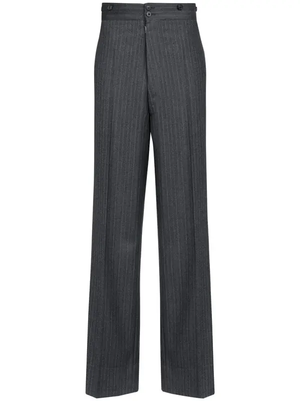MAISON MARGIELA Barathea Wool Striped Trousers - Grey