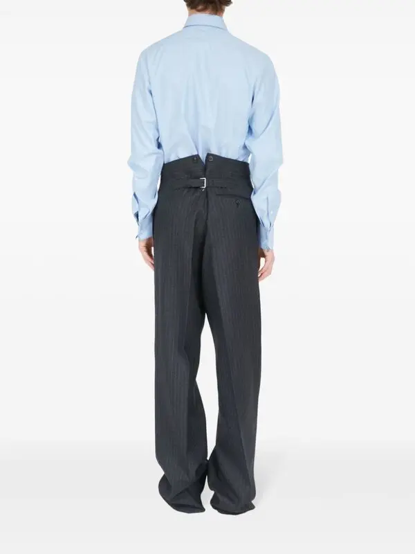 MAISON MARGIELA Barathea Wool Striped Trousers - Grey