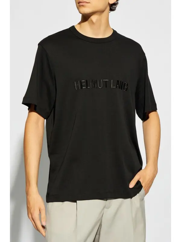 Helmut Lang Logo Embroidered Cotton T-shirt - Black
