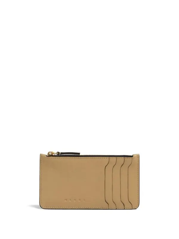 Marni Zipped Leather Card Case - Neutrals