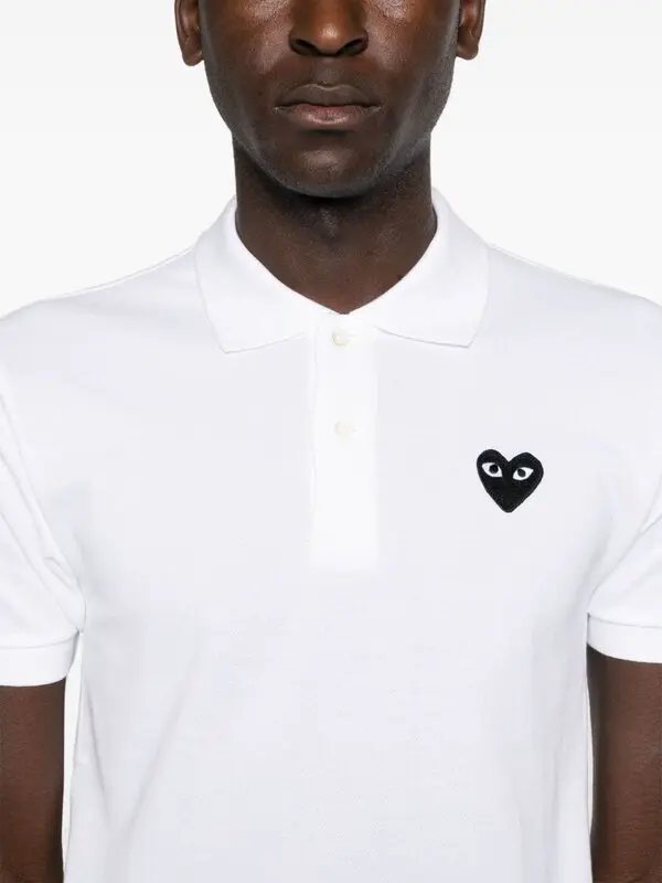 Play Comme Des Garcon Heart-patch Cotton Polo Shirt
