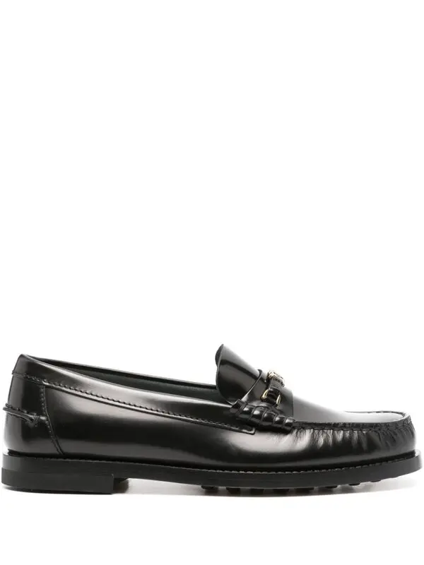 TOD'S Chain-detail Leather Loafers - Black