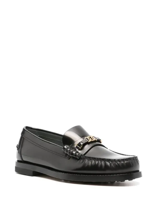 TOD'S Chain-detail Leather Loafers - Black