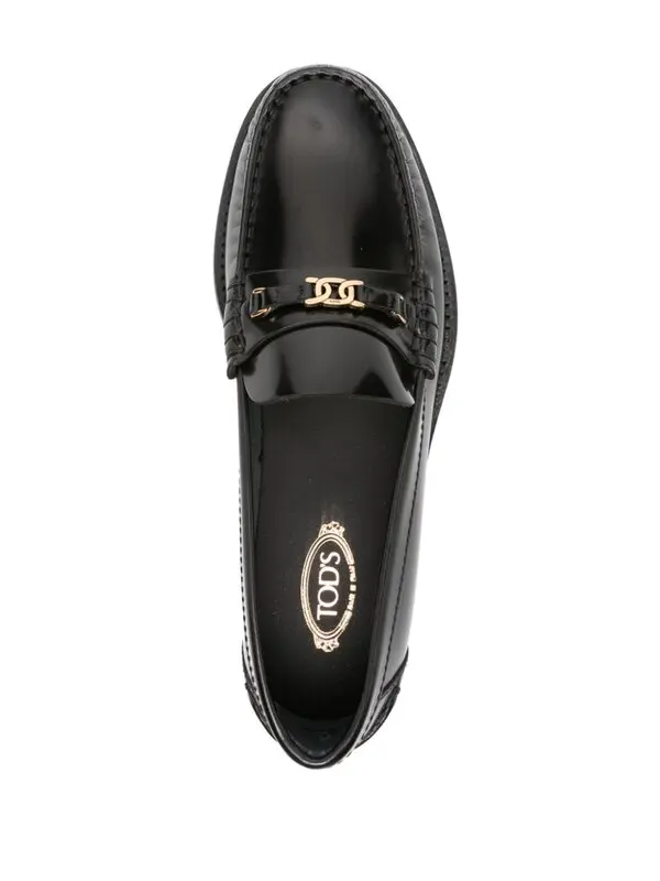 TOD'S Chain-detail Leather Loafers - Black