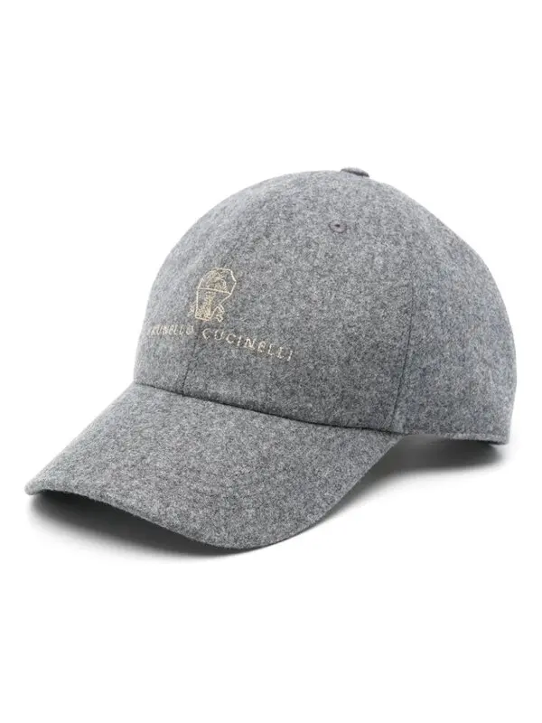 Brunello Cucinelli Logo-embroidered Cap - Grey