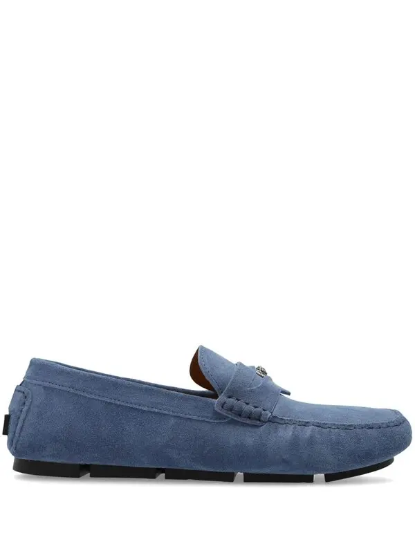 Versace Medusa Head Suede Loafers In Blue - 50% Off  display picture 2