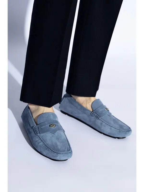 Versace Medusa Head Suede Loafers In Blue - 50% Off  display picture 1