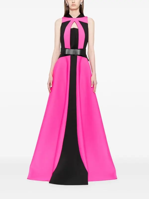 SAIID KOBEISY Panelled Belted Gown - Black