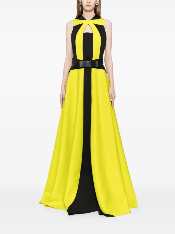 SAIID KOBEISY Belted Panelled Gown - Green