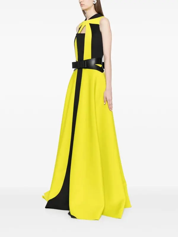 SAIID KOBEISY Belted Panelled Gown - Green