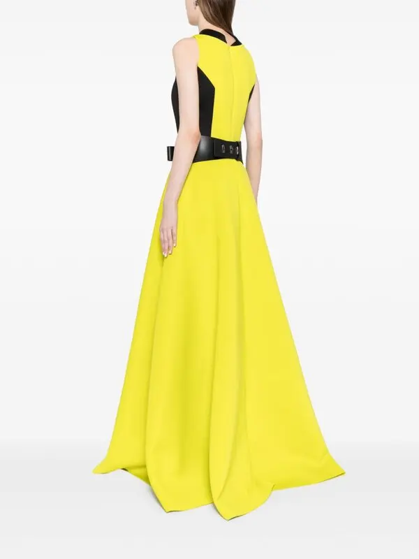 SAIID KOBEISY Belted Panelled Gown - Green