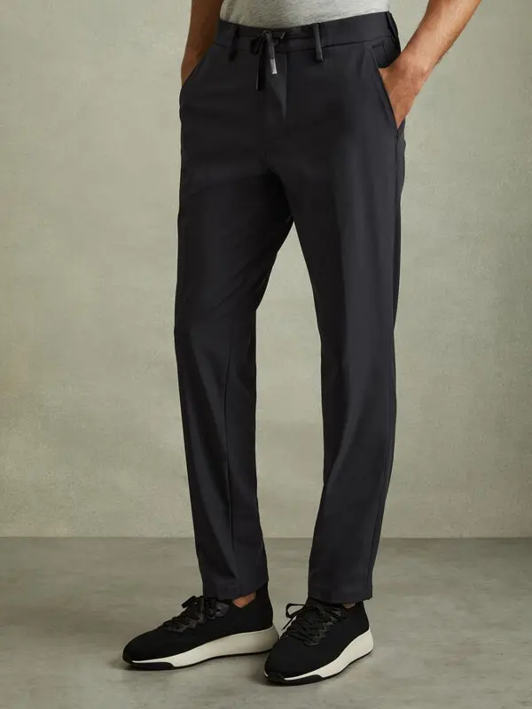 REISS Split Technical Trousers - Navy