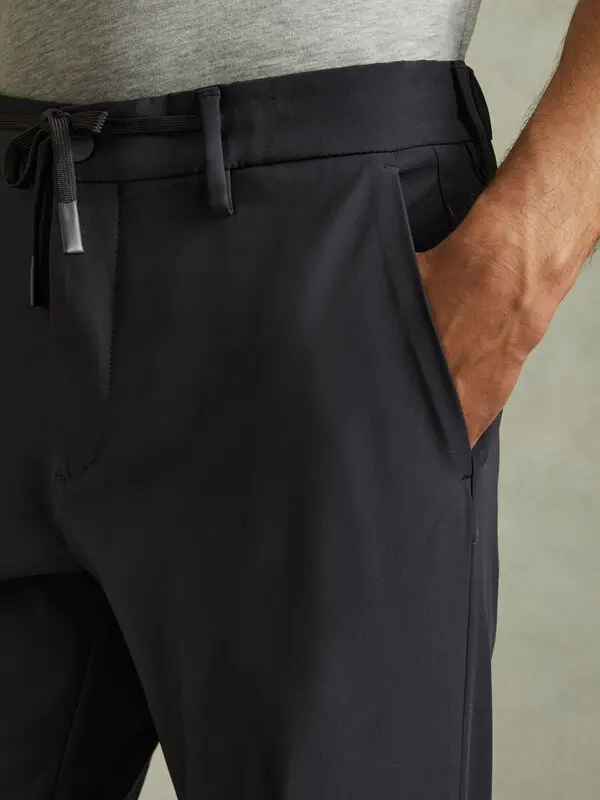 REISS Split Technical Trousers - Navy
