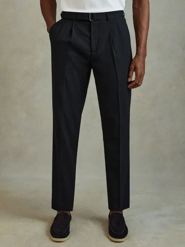 REISS Pin Belted Cropped Trousers
